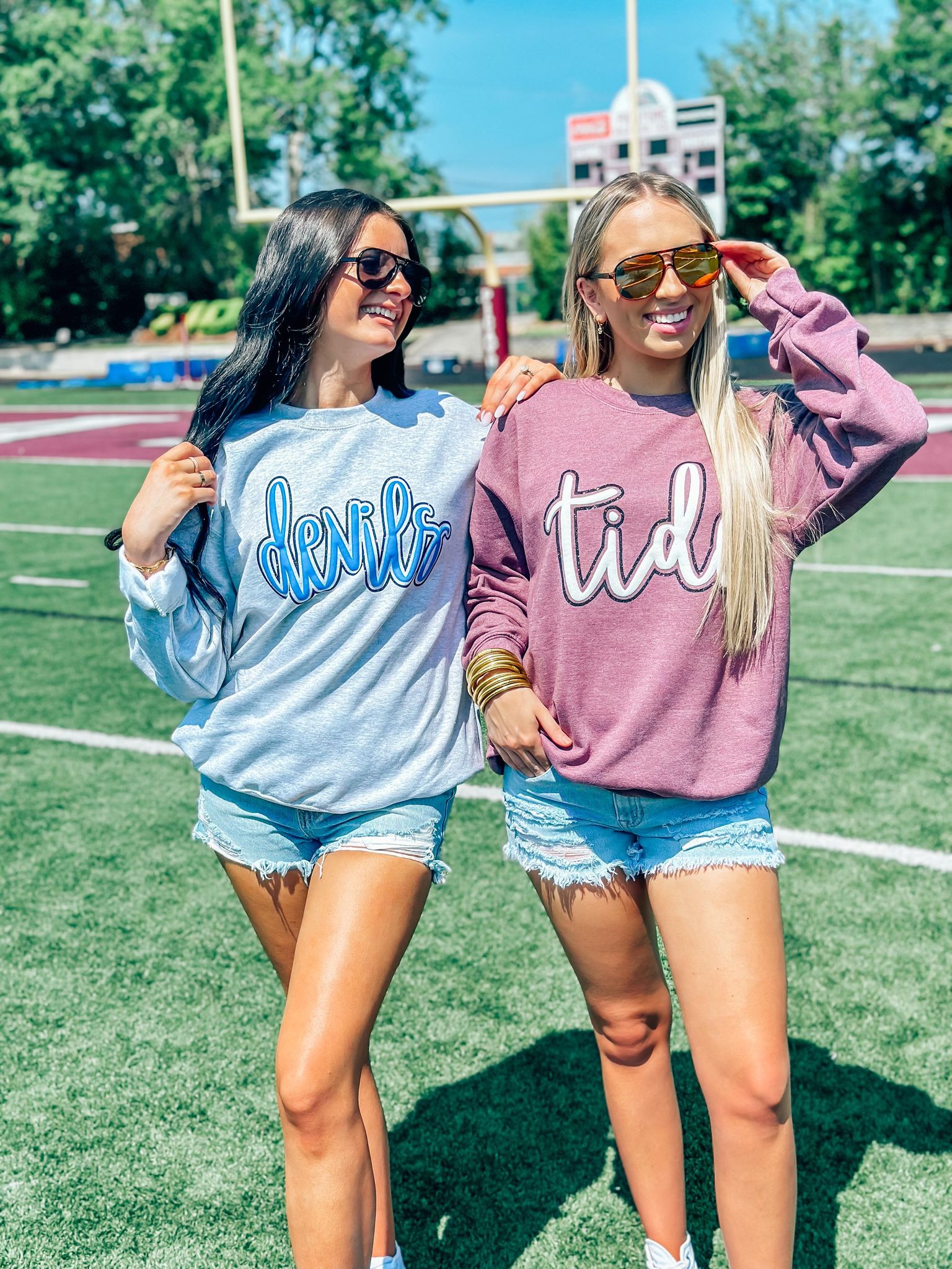 CUSTOM Mascot Cursive Puff/ Glitter Combo Sweatshirt – Midlife Elegance ...